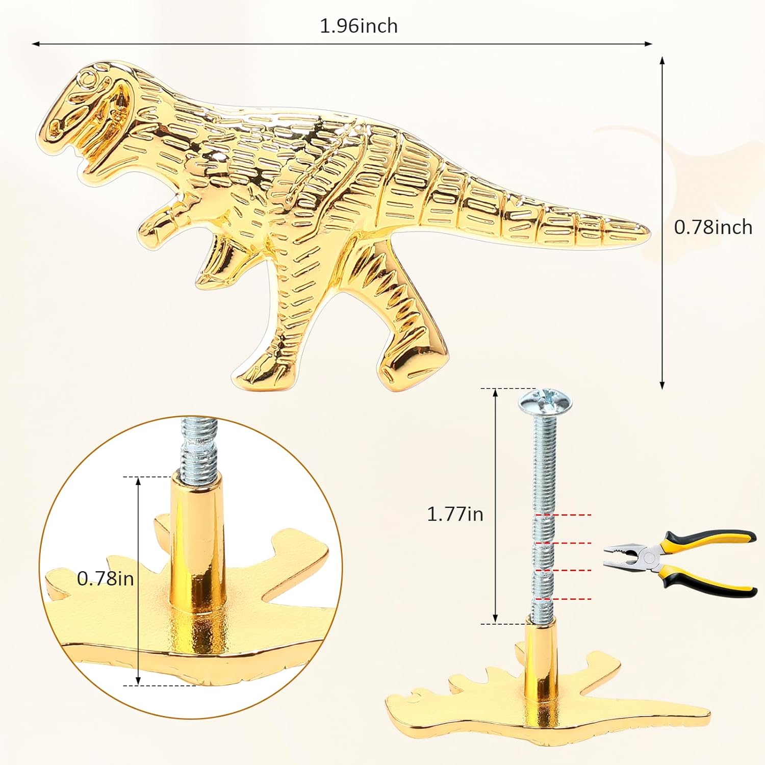 RYJUYJ-8 Pack Metal Dinosaur Knobs for Kids Furniture - T-Rex Themed ...
