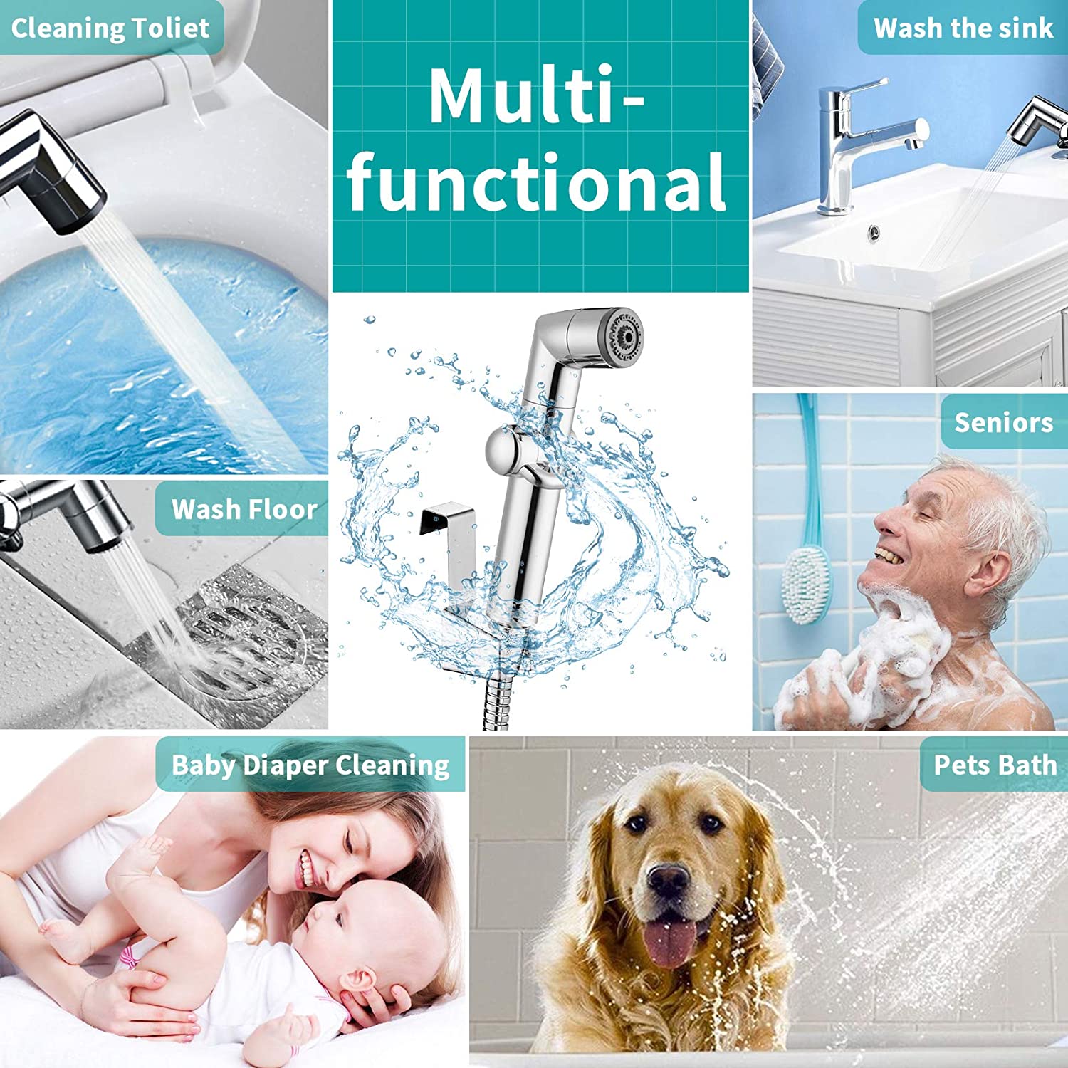 RYJUYJ-Muslim Shower, Handheld Bidet Sprayer for Toilet, Cloth Diaper ...