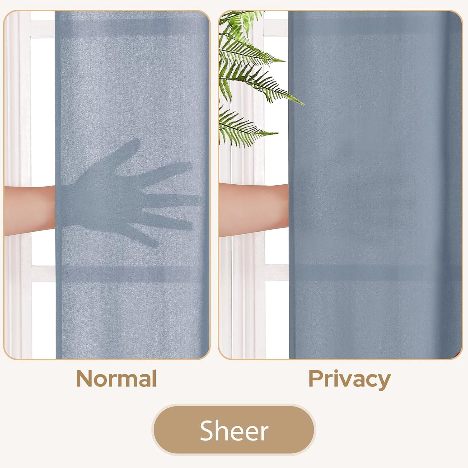 RYJUYJ-Non-See-Through Stone Blue Privacy Sheer Kitchen Curtains, 30 X ...