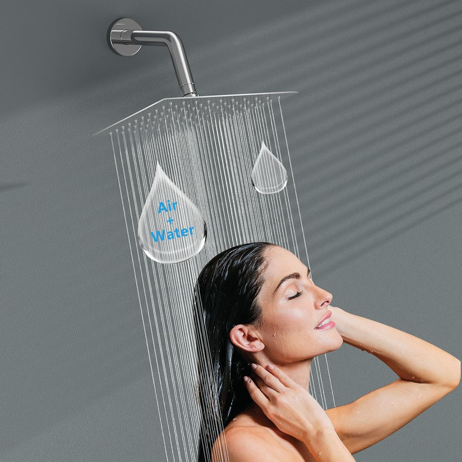 RYJUYJ-Rainfall Shower Head 6 Inch Solid Square Ultra Thin 304 ...
