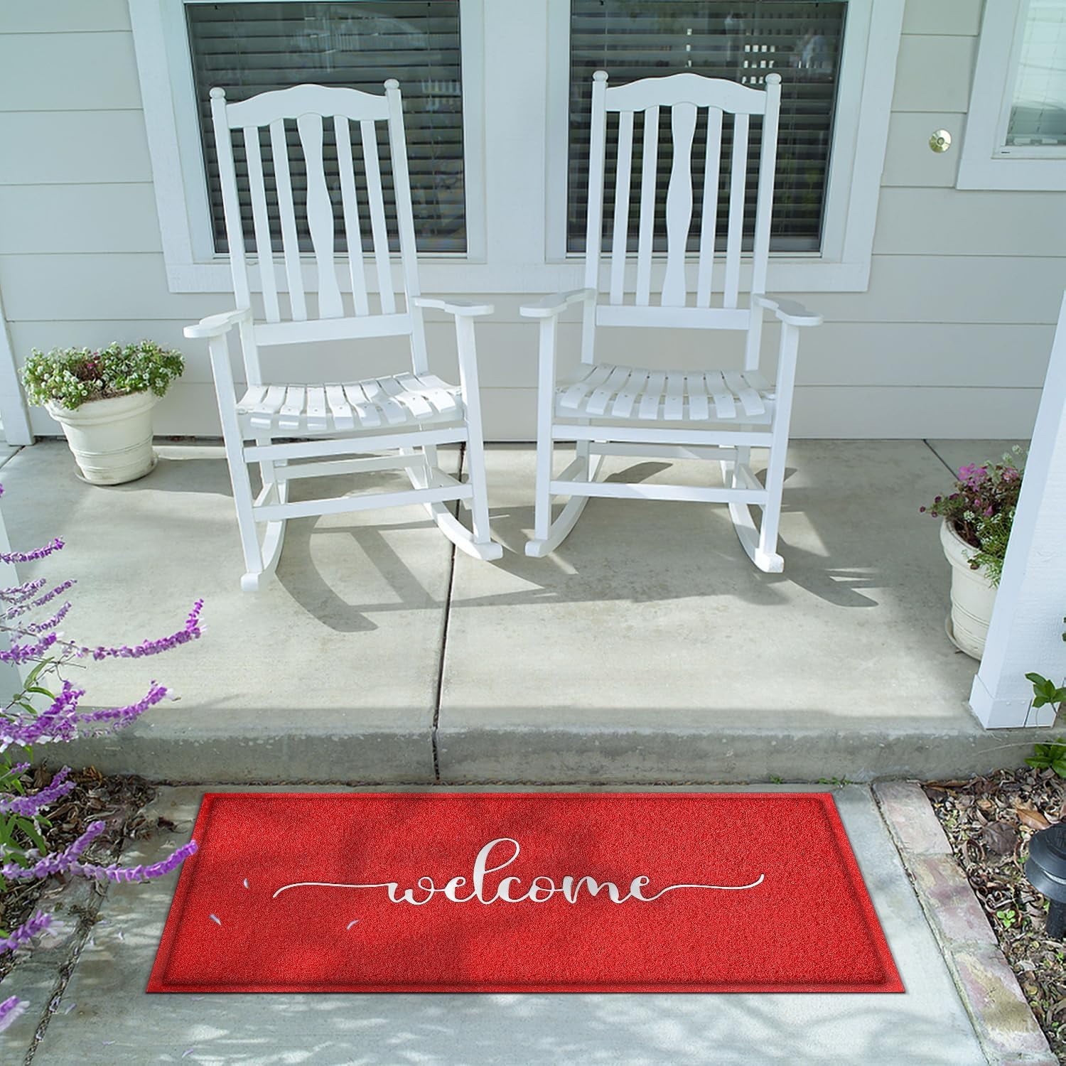 RYJUYJ-Red Door Mat Large 48"x18" with Non Slip Rubber Backing Outside ...
