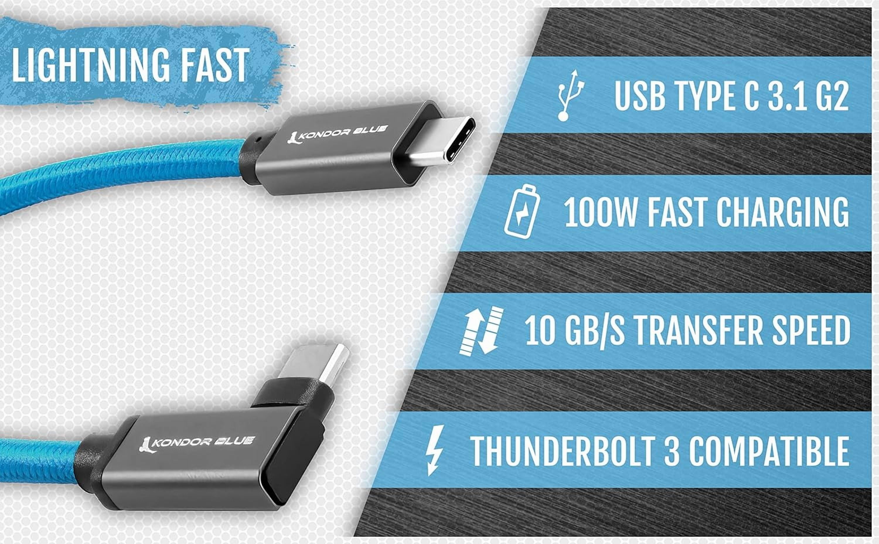 RYJUYJ-| Right Angle 12" USB-C Braided Cable for 8K Data and Power ...