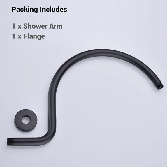 RYJUYJ-Shower Arm with Flange 17 Inch S-Shaped Extension Pipe for Rainfall Shower Head, Wall ...