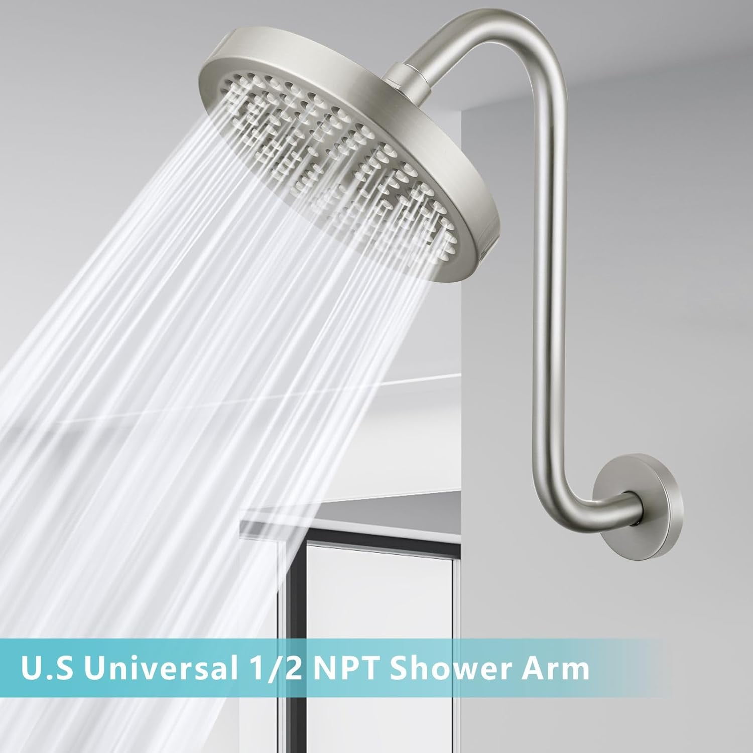 RYJUYJ-Shower Head Extension Arm with Flange, S Shaped High Rise ...