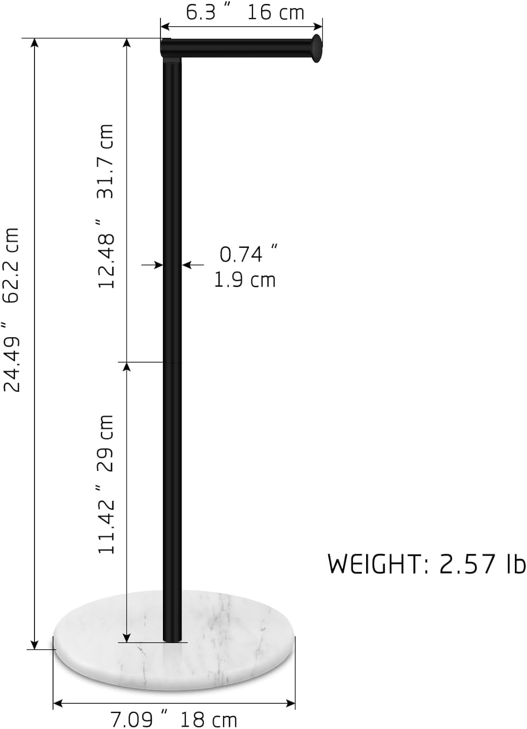 RYJUYJ-Toilet Paper Holder Stand with Marble Base, Free Standing ...