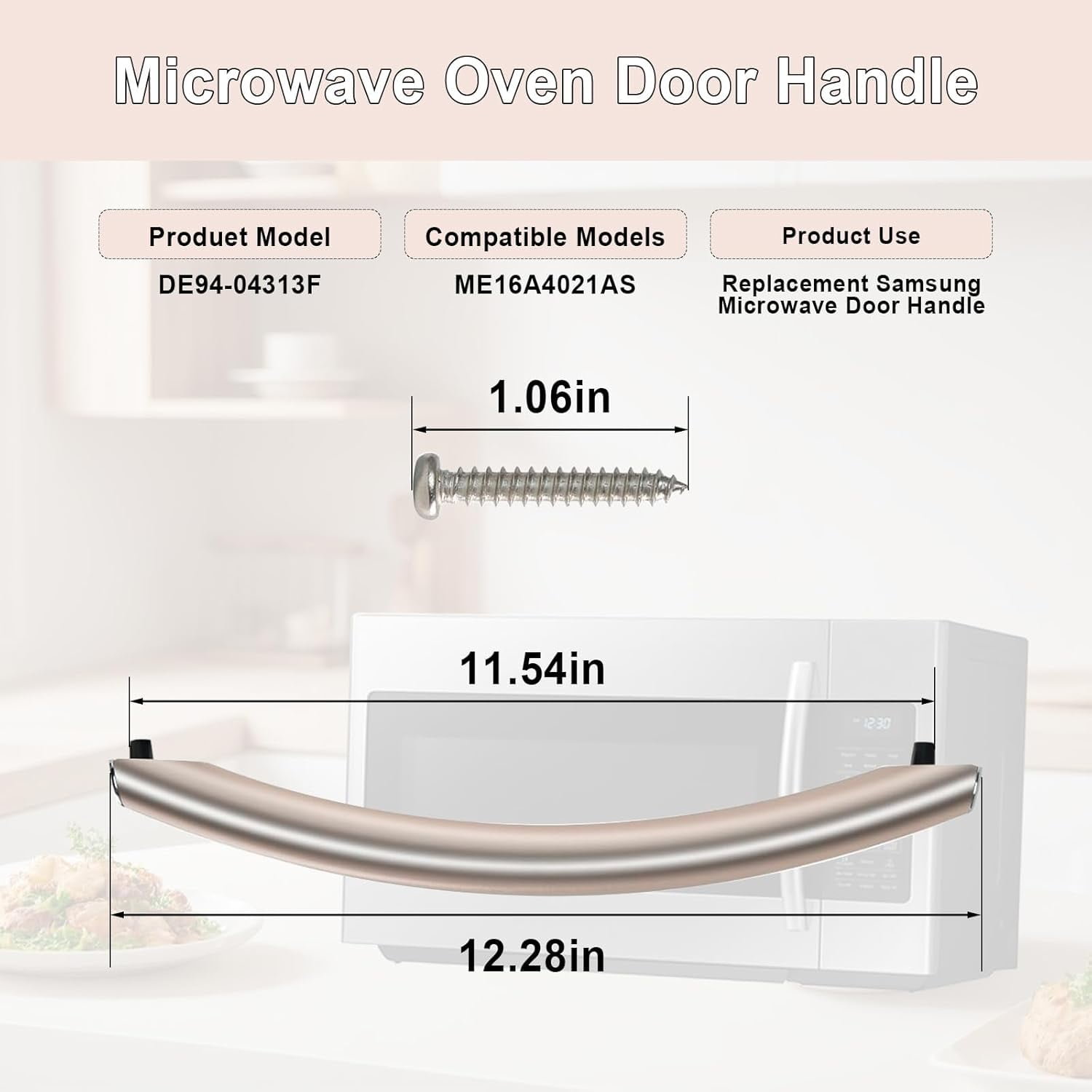 RYJUYJ-Upgraded DE94-04313F Microwave Door Handle, Compatible with ...