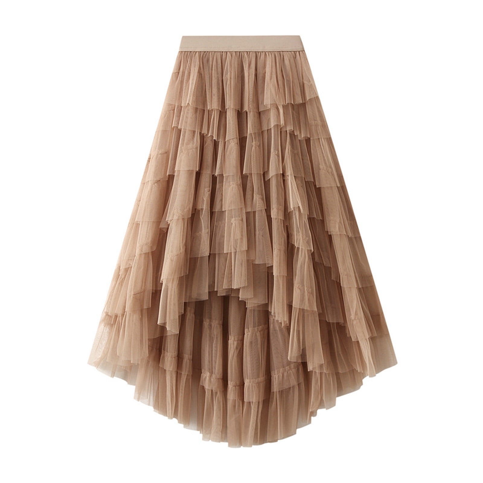 RYKJLWY Maxi Skirt Women's Tulle Skirt Ruffle Multilayer Mesh A Line ...