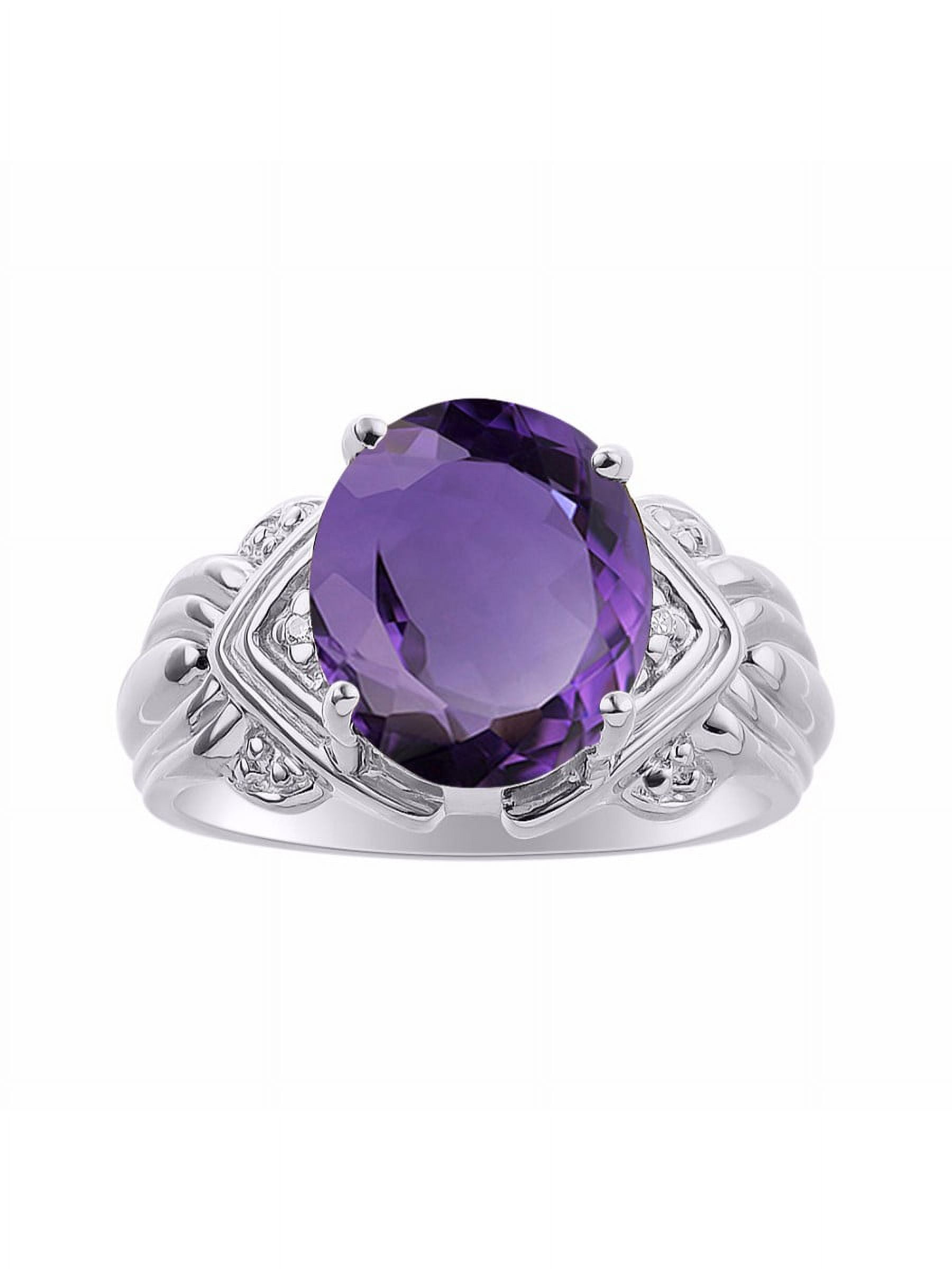 RYLOS 14K White Gold Ring Oval Gemstone & Genuine Sparkling Diamonds ...