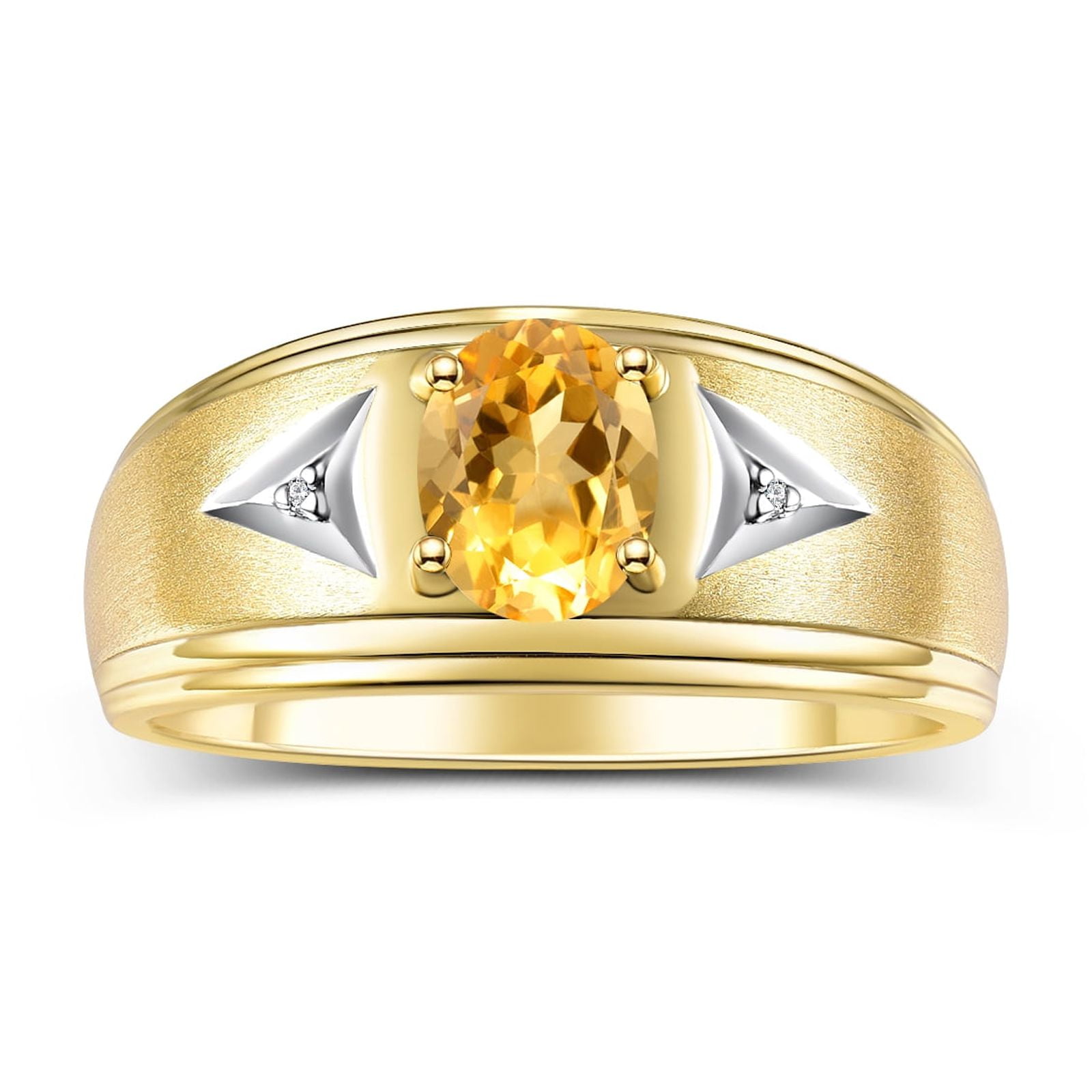 RYLOS Men's Rings Yellow Gold Plated Silver Classic 8X6MM Oval Gemstone ...