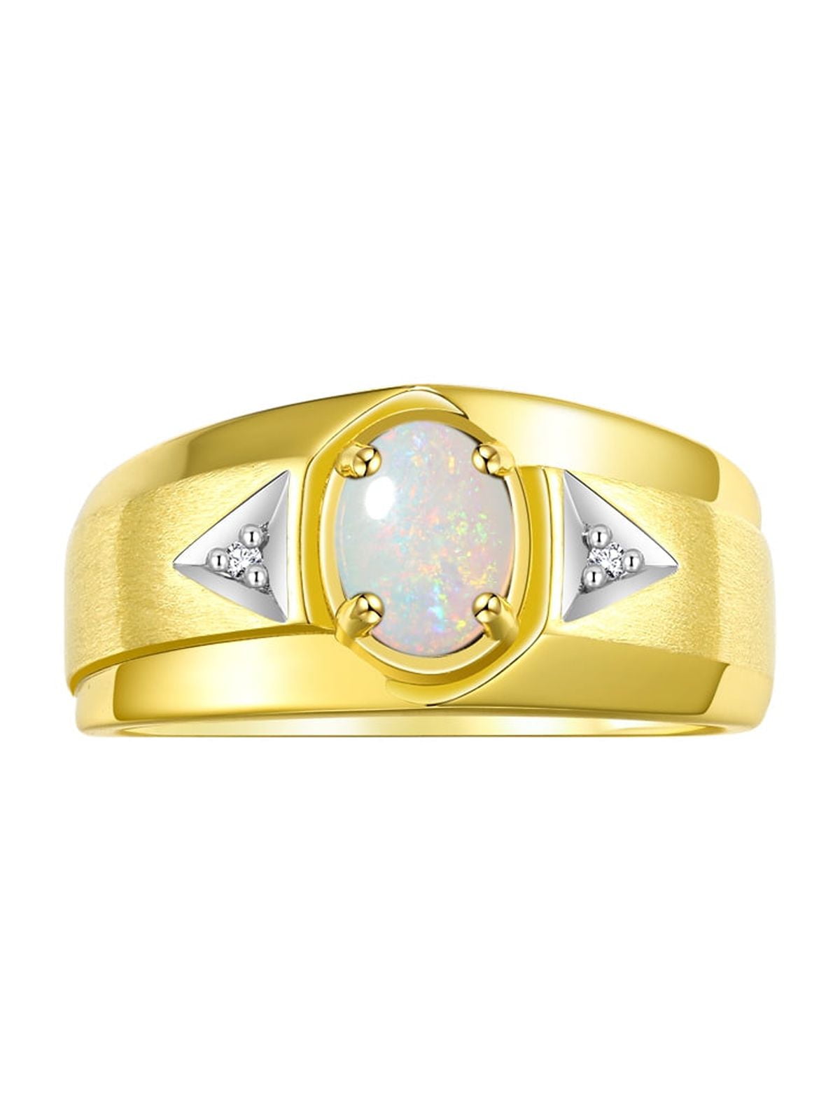 RYLOS Men's Rings Sterling Silver Classic 7X5MM Oval Gemstone & Diamond ...