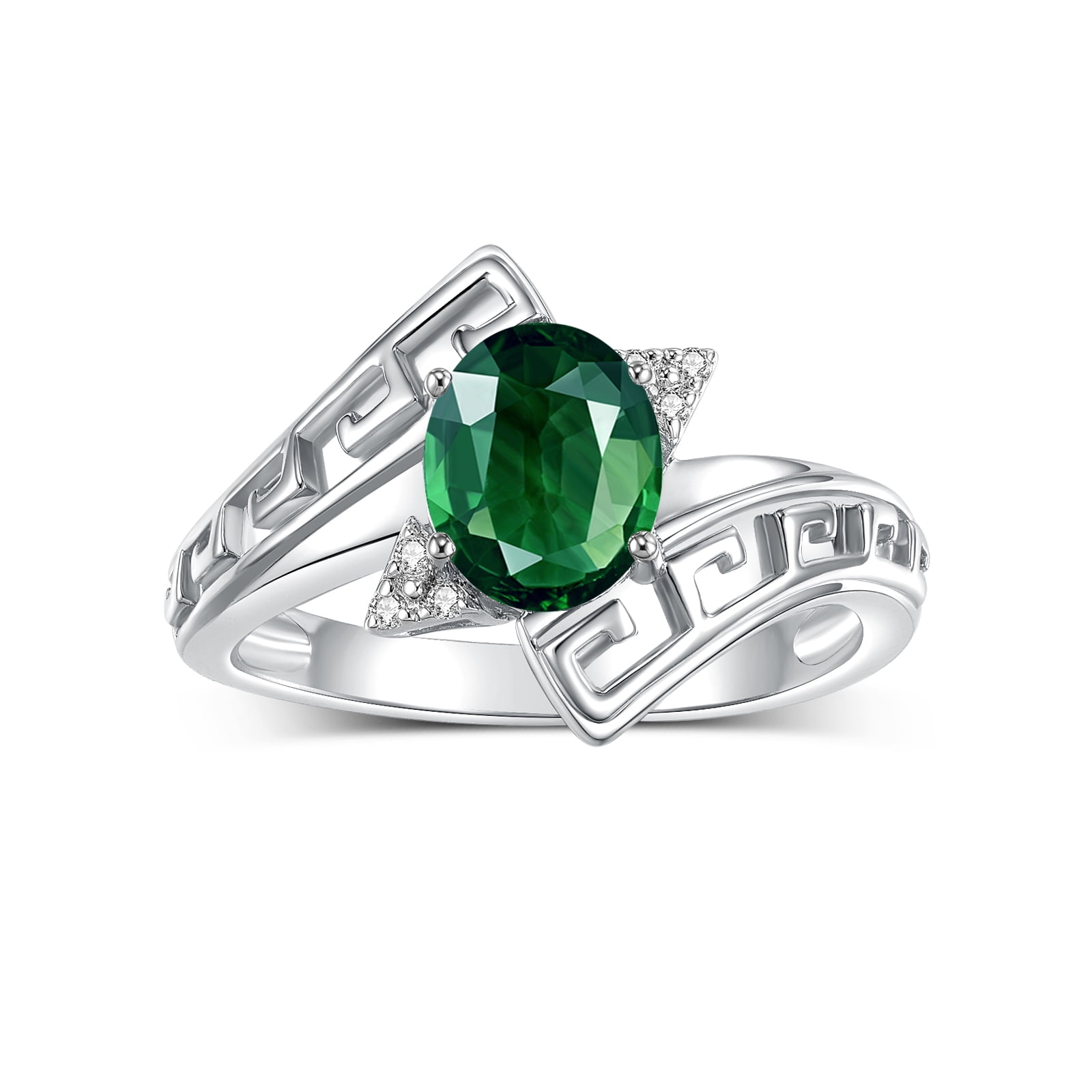 RYLOS Rings for Women Sterling Silver Greek Key Designer Ring 9X7MM ...