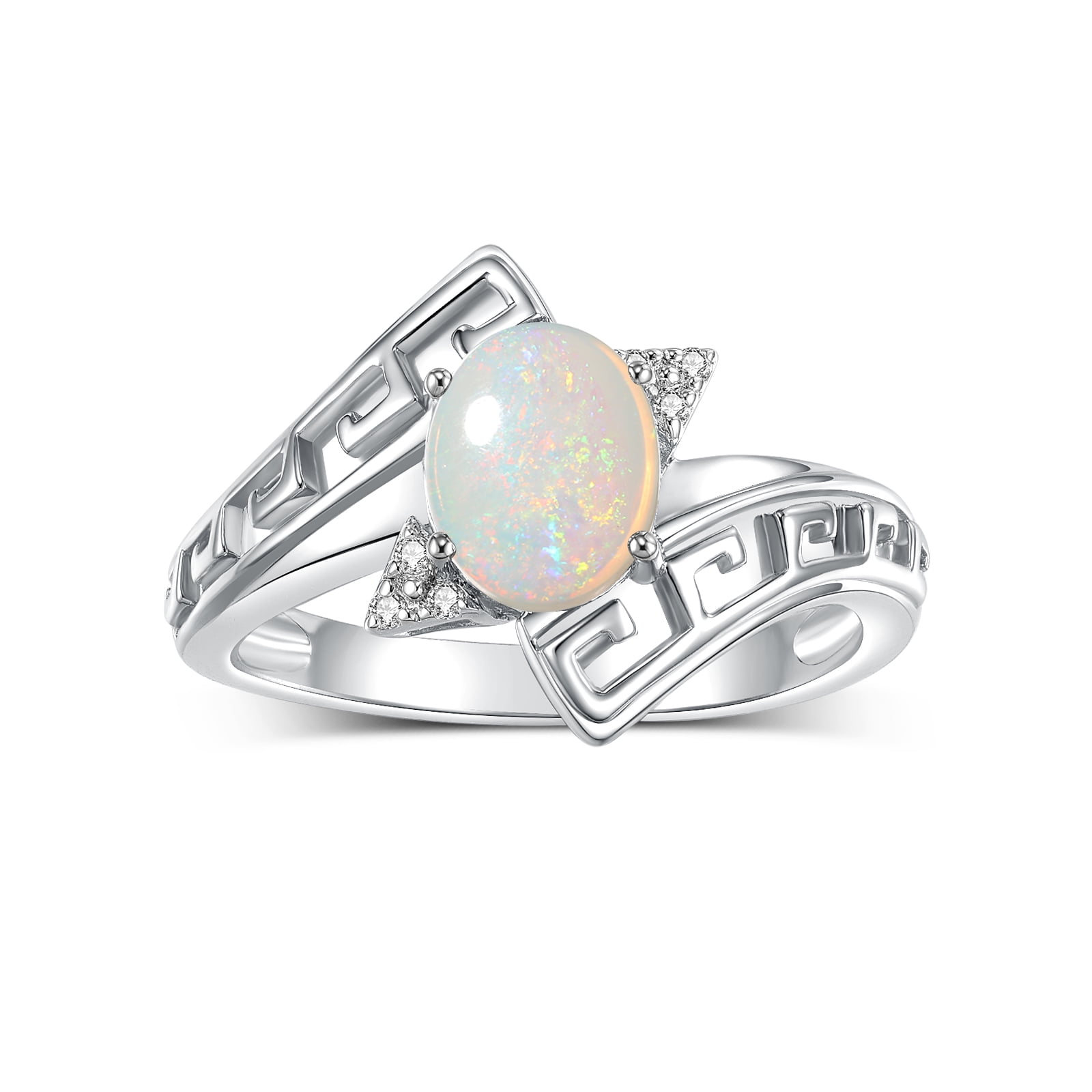 RYLOS Rings for Women Sterling Silver Greek Key Designer Ring 9X7MM ...