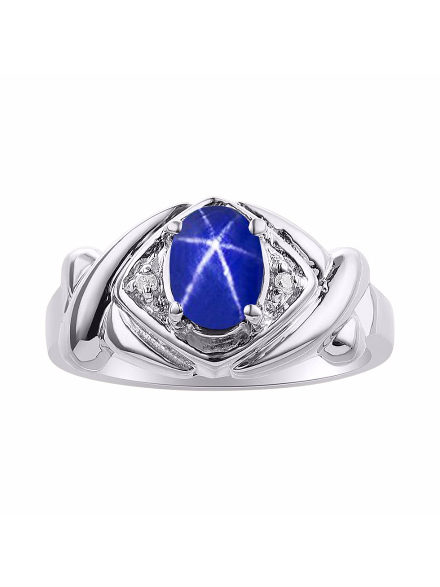 *RYLOS Hugs & Kisses XOXO Beautiful Blue Star Sapphire & Diamond Ring ...