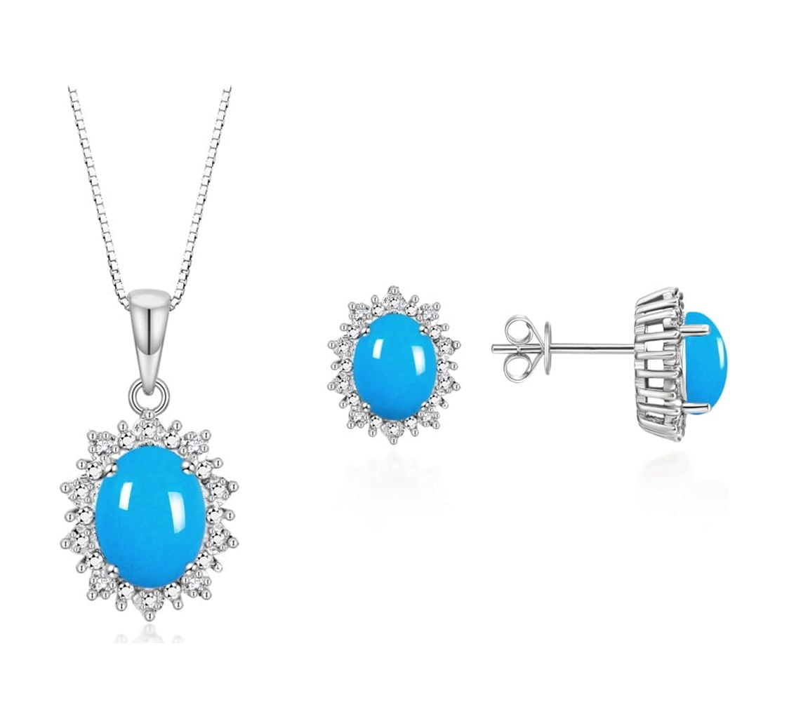 RYLOS Matching Jewelry Set 14K White Gold Princess Diana Inspired ...