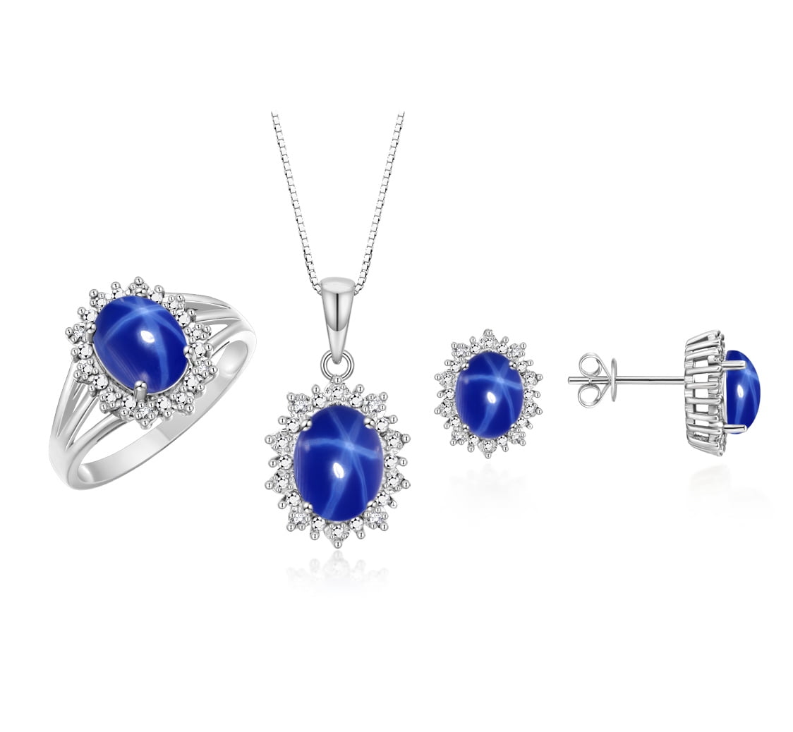 RYLOS Matching Jewelry Set 14K White Gold Princess Diana Inspired ...