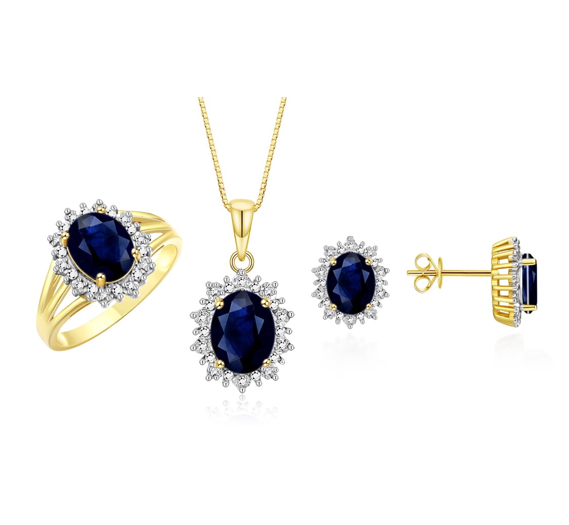 RYLOS Matching Jewelry Set 14K Yellow Gold Princess Diana Inspired ...