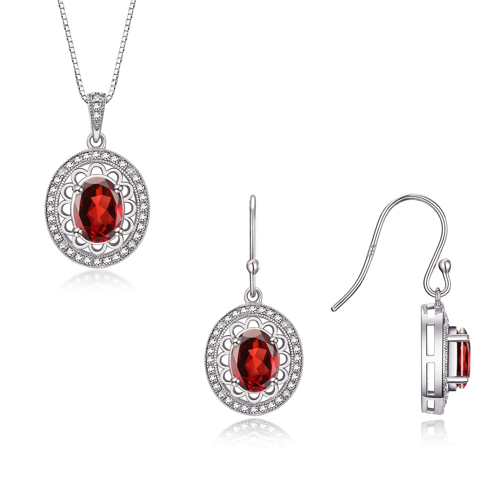 RYLOS Matching Jewelry Set Sterling Silver Princess Diana Inspired Ring ...