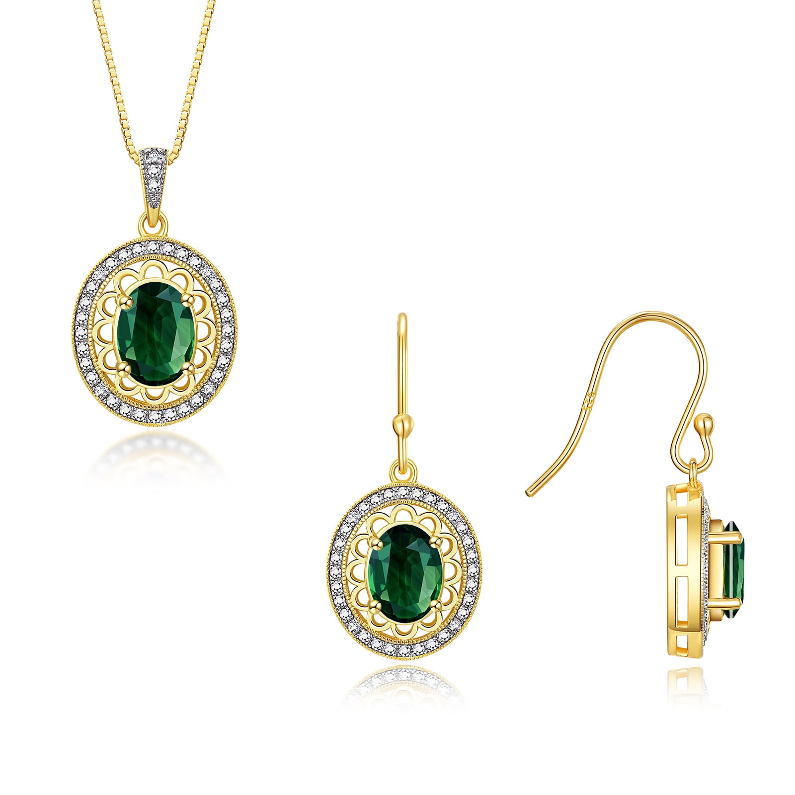RYLOS Matching Jewelry Set Yellow Gold Plated Silver Princess Diana ...