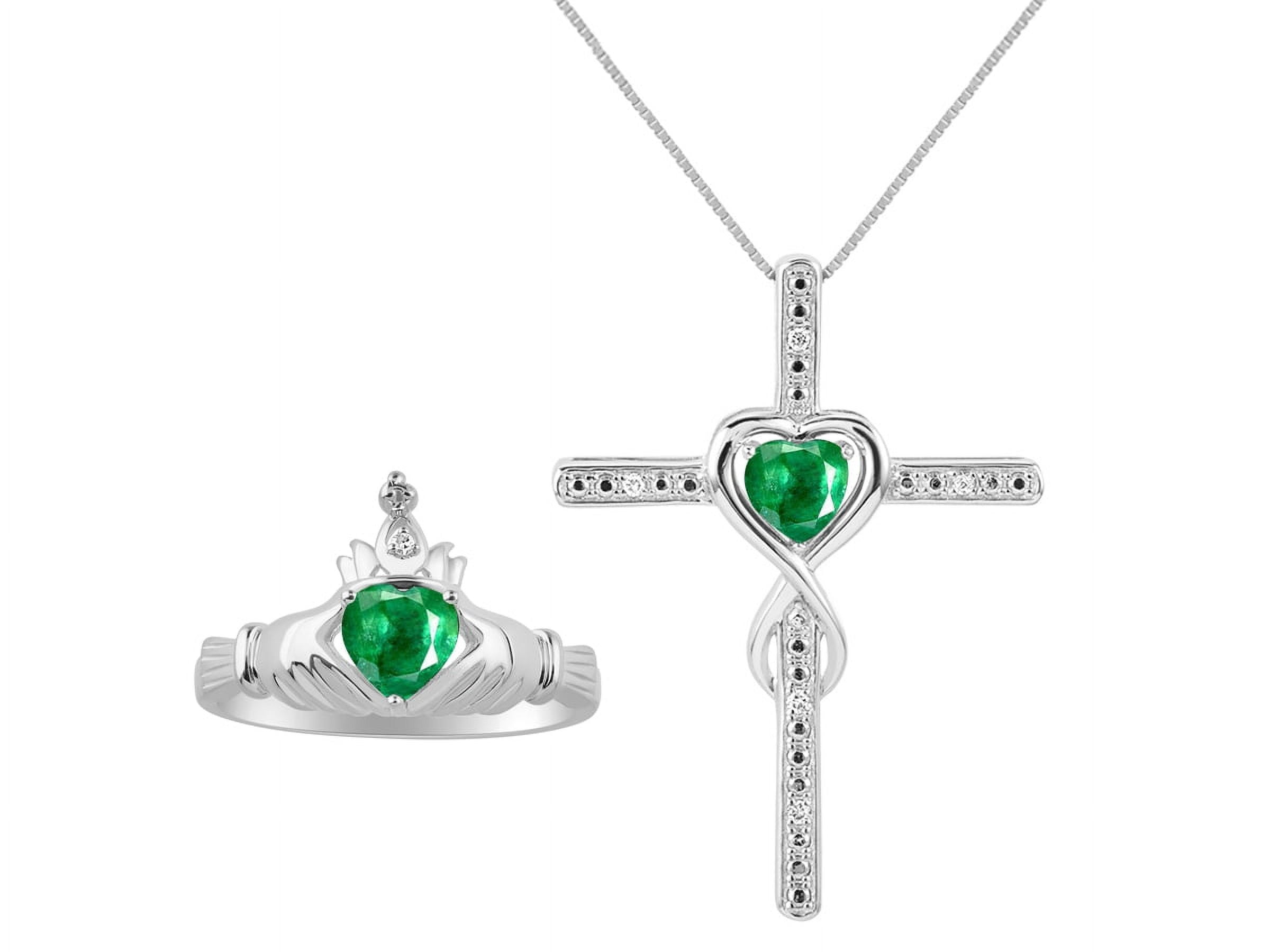 RYLOS Matching Jewelry Sterling Silver Claddagh Ring & Cross Necklace ...
