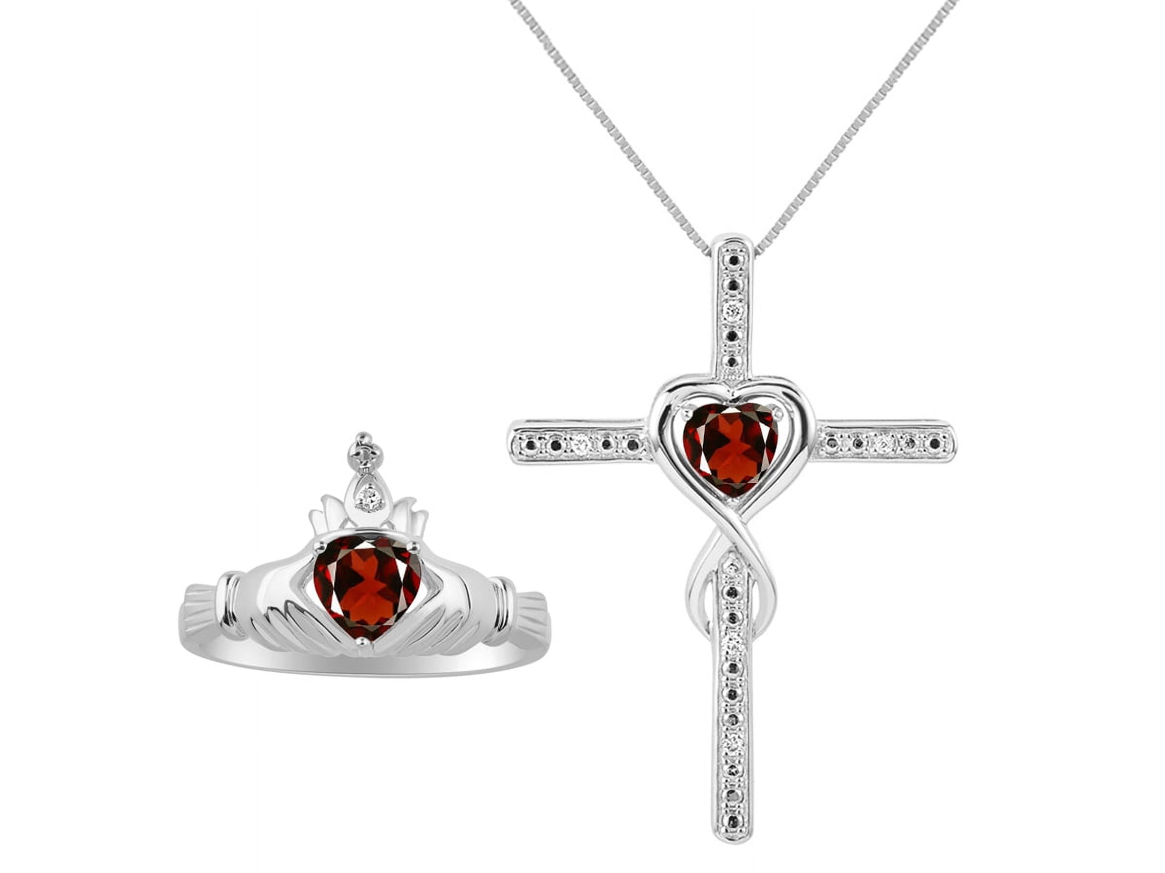 RYLOS Matching Jewelry Sterling Silver Claddagh Ring & Cross Necklace ...