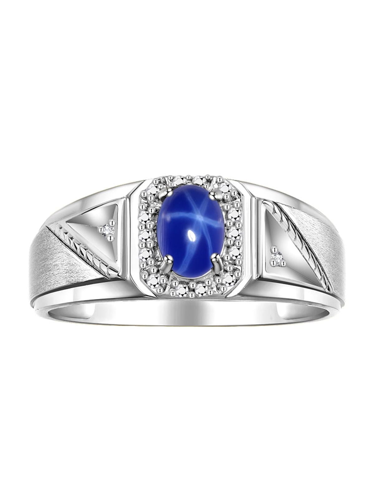 RYLOS Men's Rings 14K White Gold Classic 7X5MM Oval Gemstone & Diamond ...