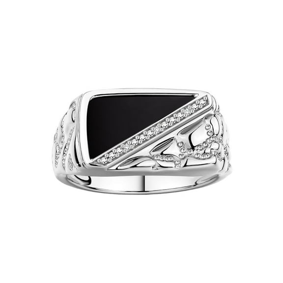RYLOS Men's Rings 14K Yellow Gold Ring With Diamonds and Black Onyx Set ...