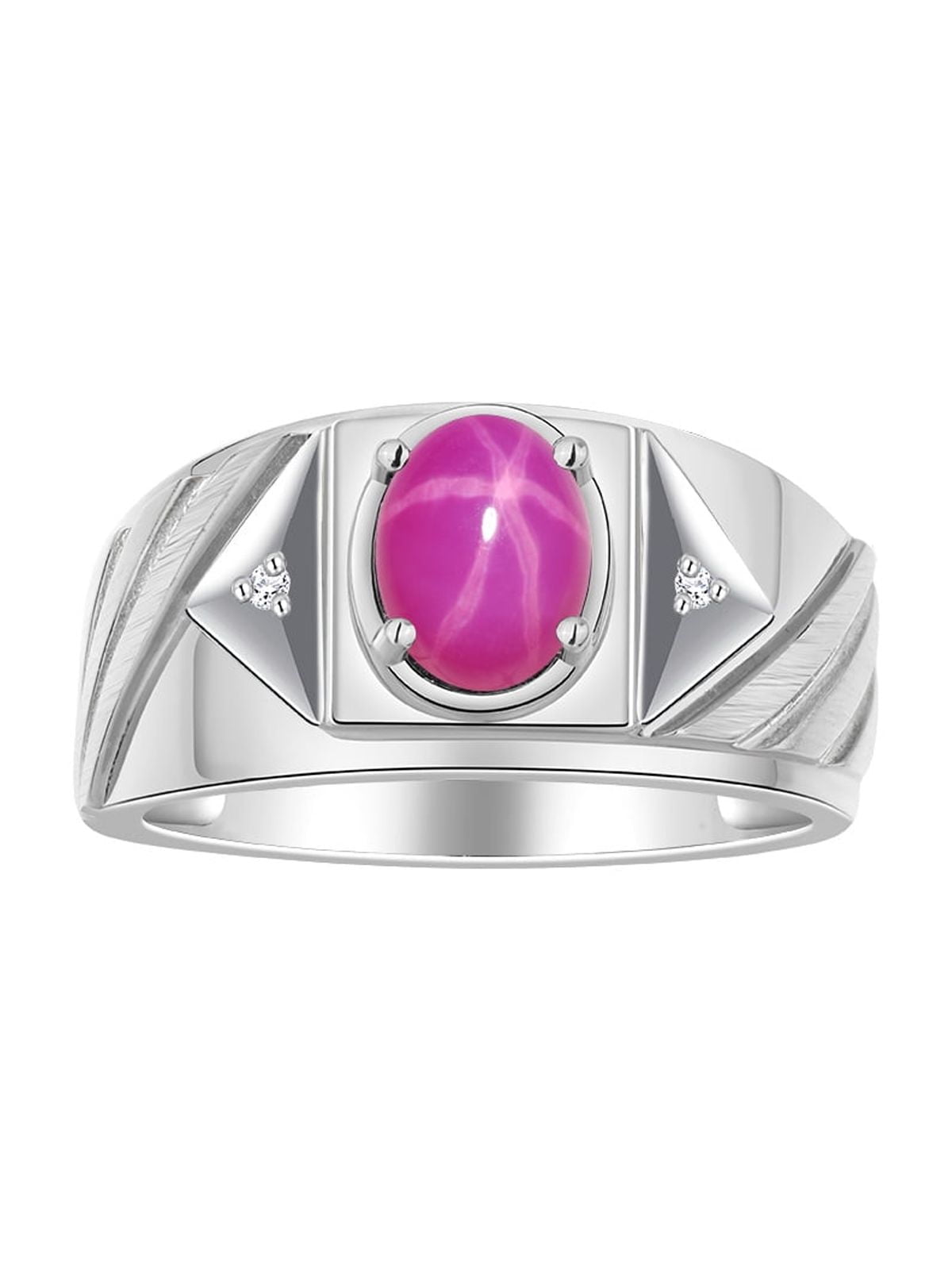 RYLOS Men's Rings 14K White Gold Ring Classic Designer Style 8X6MM Oval ...