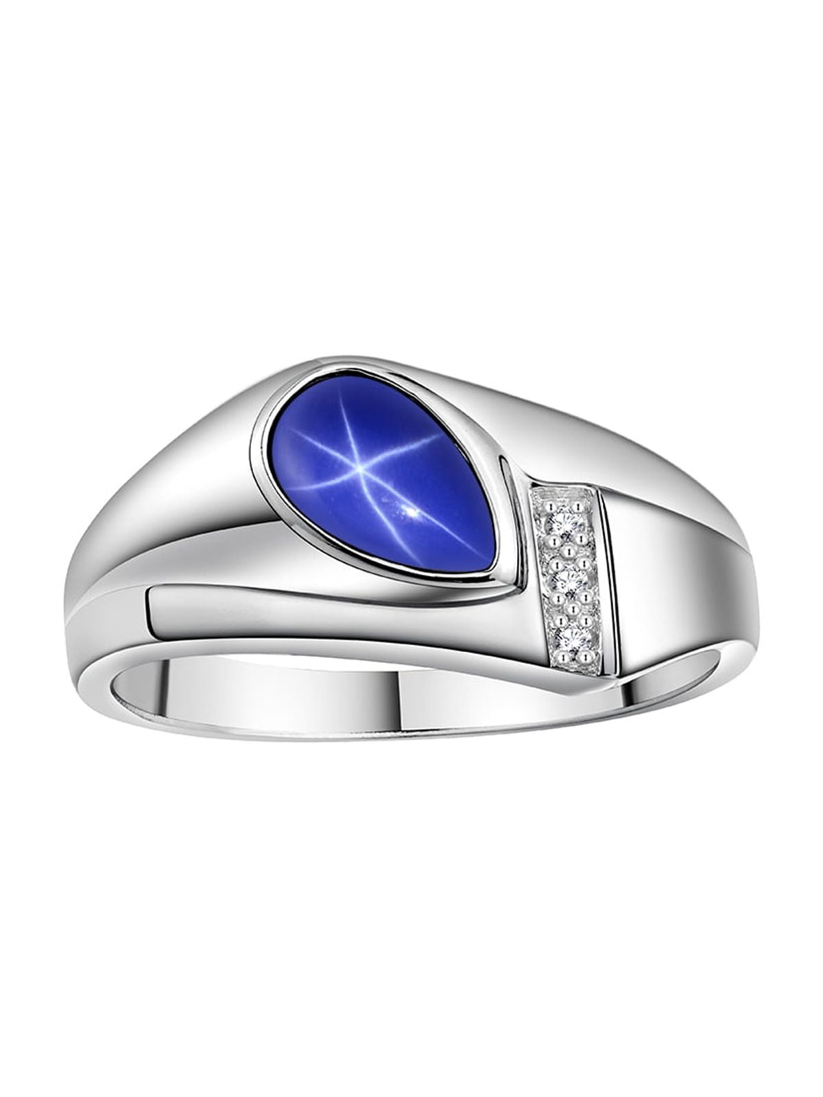 RYLOS Men's Rings 14K White Gold Ring - Timeless Pear Shape Cabochone ...