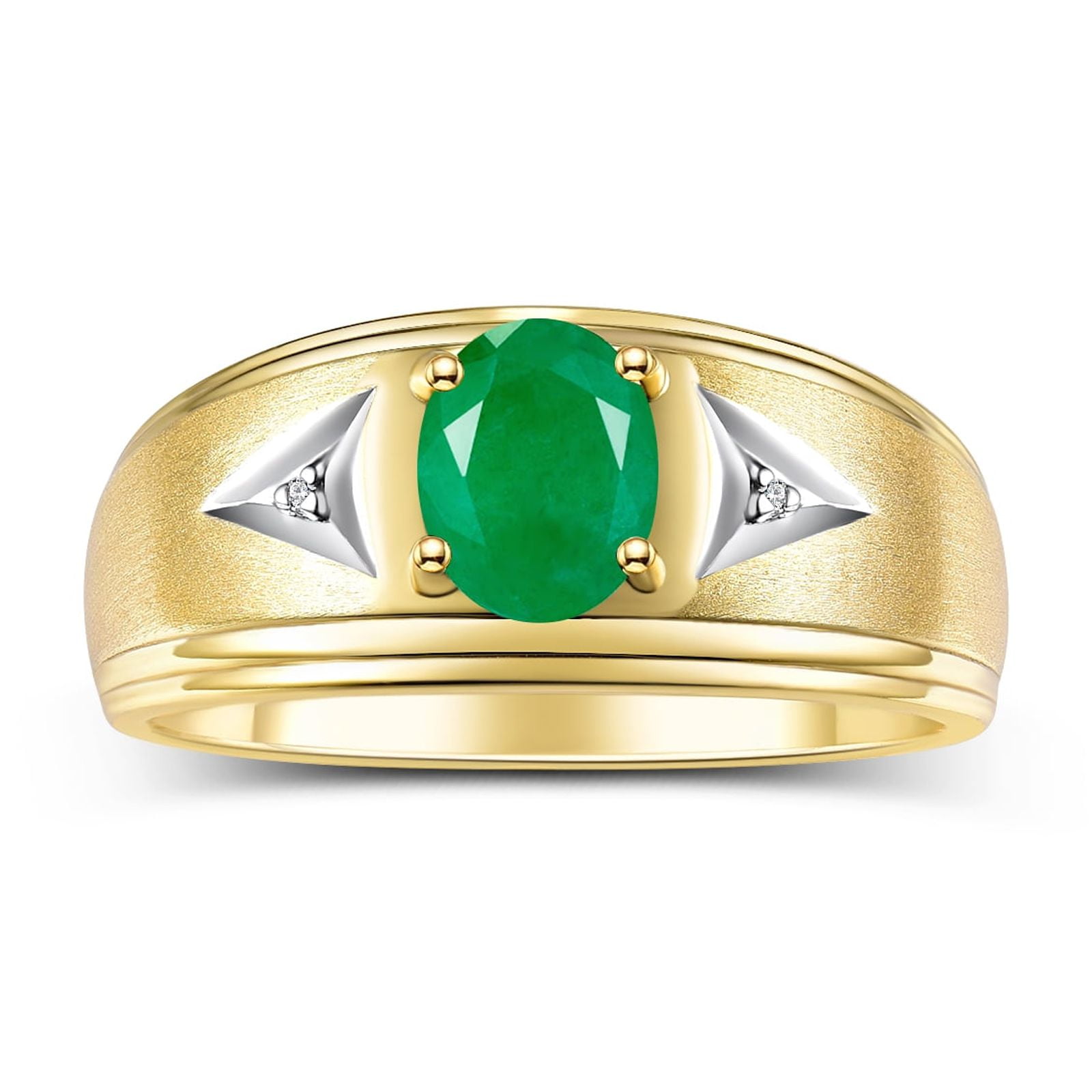 RYLOS Men's Rings 14K Yellow Gold Classic 8X6MM Oval Gemstone & Diamond ...