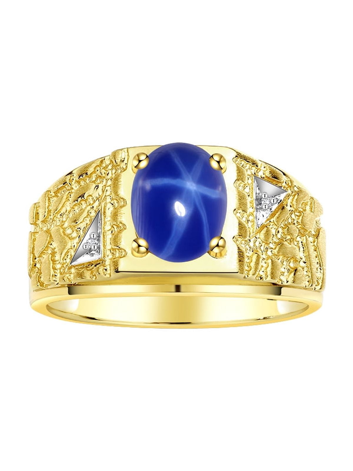 RYLOS Men's Rings 14K Yellow Gold Designer Nugget Ring Oval 9X7MM ...