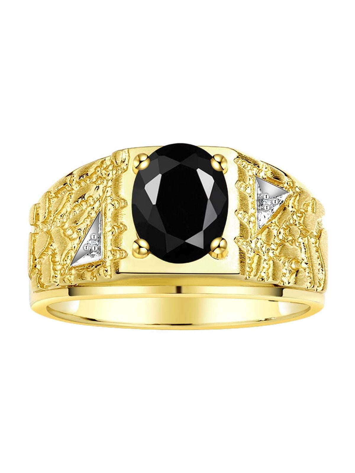 RYLOS Men's Rings 14K Yellow Gold Designer Nugget Ring Oval 9X7MM ...