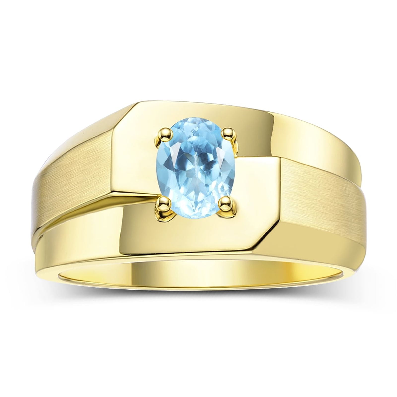 RYLOS Men's Rings 14K Yellow Gold Ring Classic Solitaire 7X5MM Oval ...