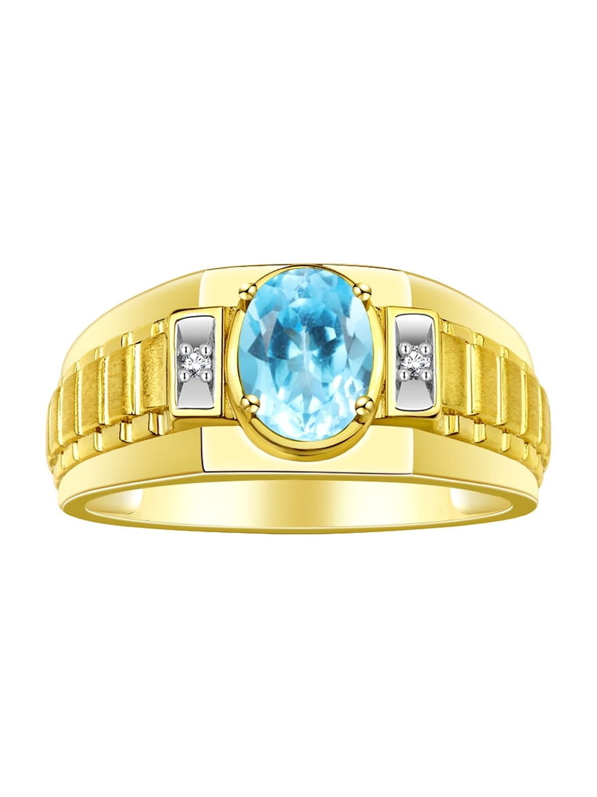 RYLOS Men's Rings 14K Yellow Gold Rings Classic Designer Style 8X6MM ...