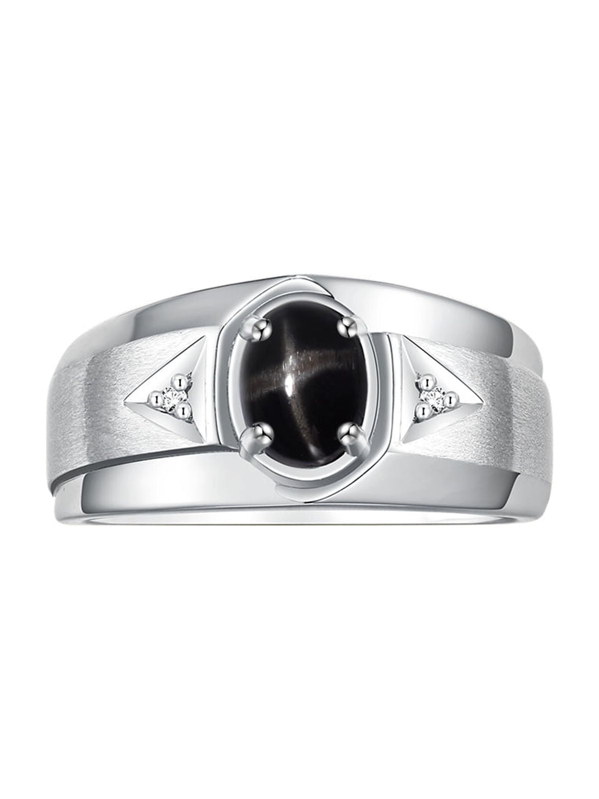 RYLOS Men's Rings Sterling Silver Classic 7X5MM Oval Gemstone & Diamond ...