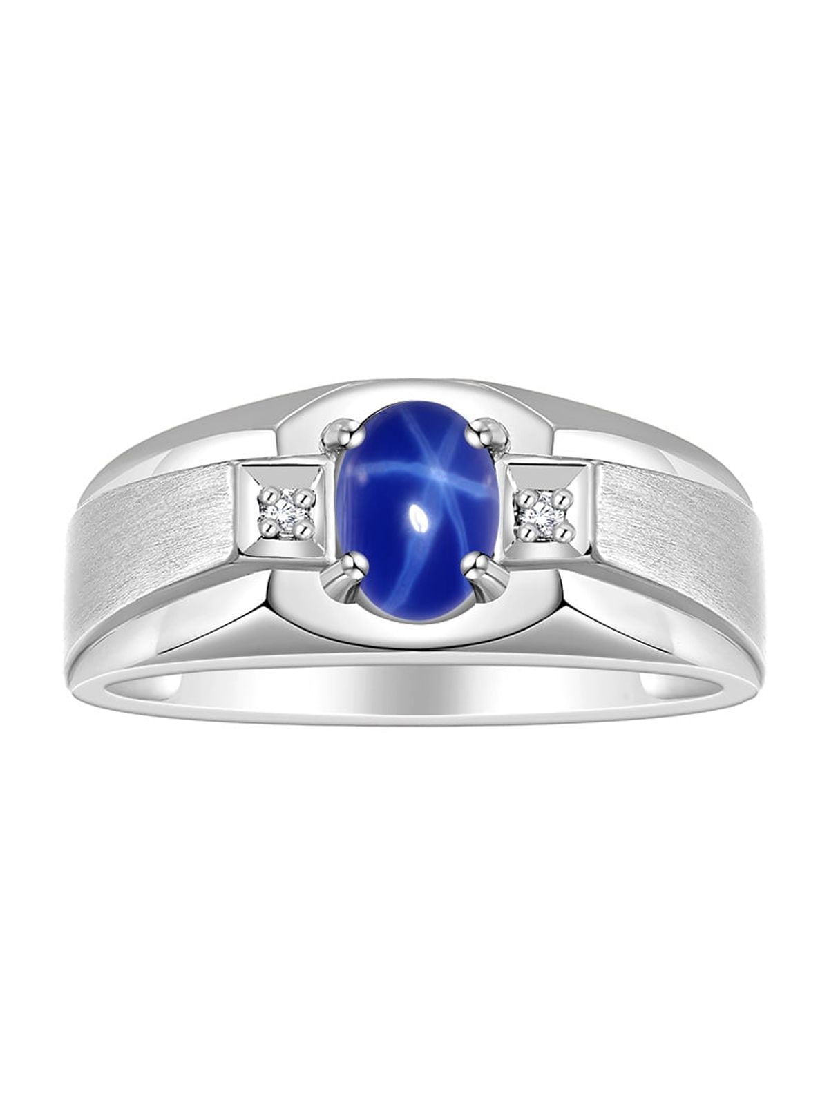 RYLOS Men's Rings Sterling Silver Classic 7X5MM Oval Gemstone & Diamond ...