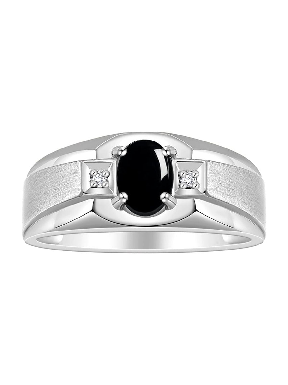 RYLOS Men's Rings Sterling Silver Classic 7X5MM Oval Gemstone & Diamond ...