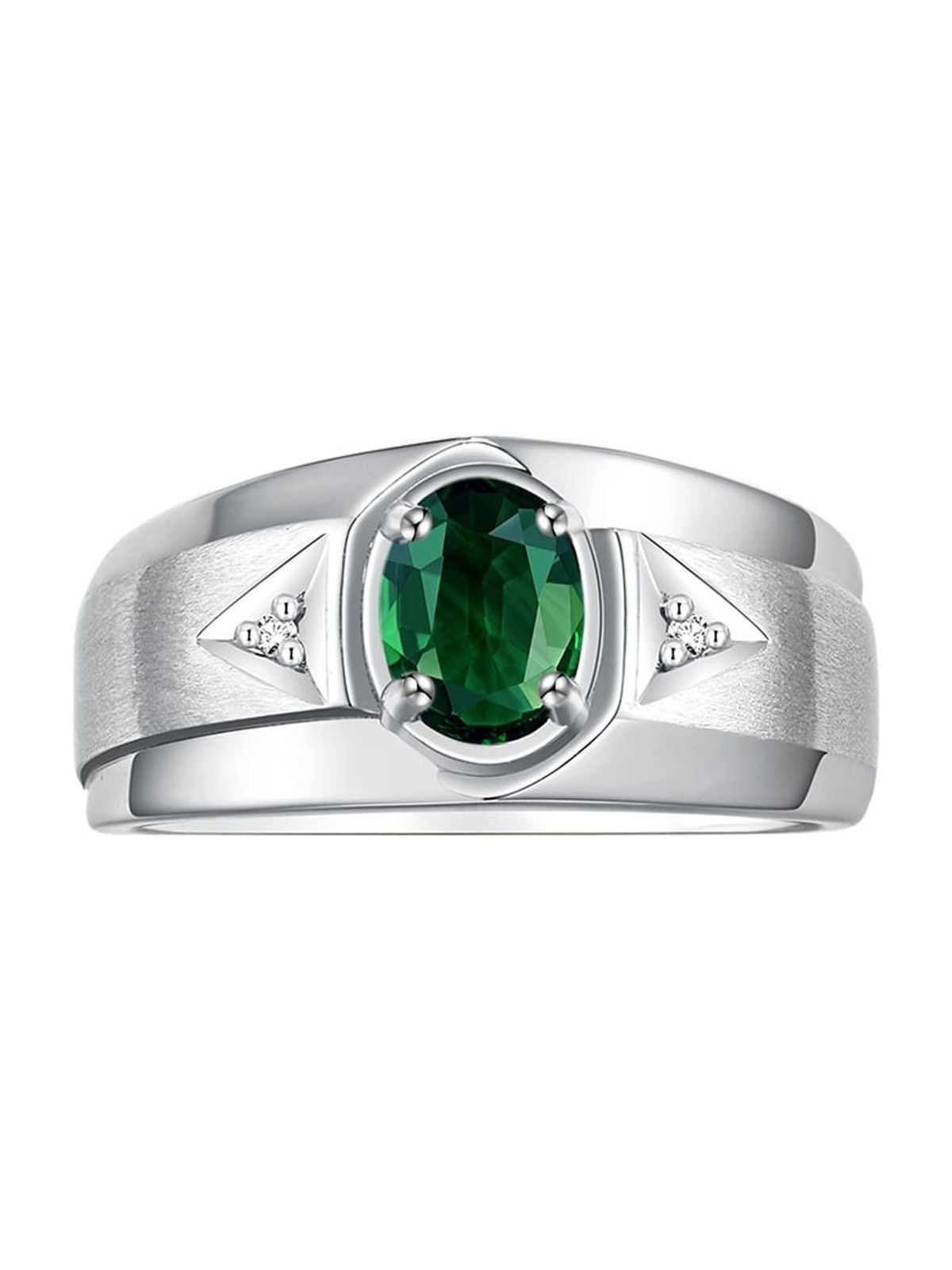 RYLOS Men's Rings Sterling Silver Classic 7X5MM Oval Gemstone & Diamond ...