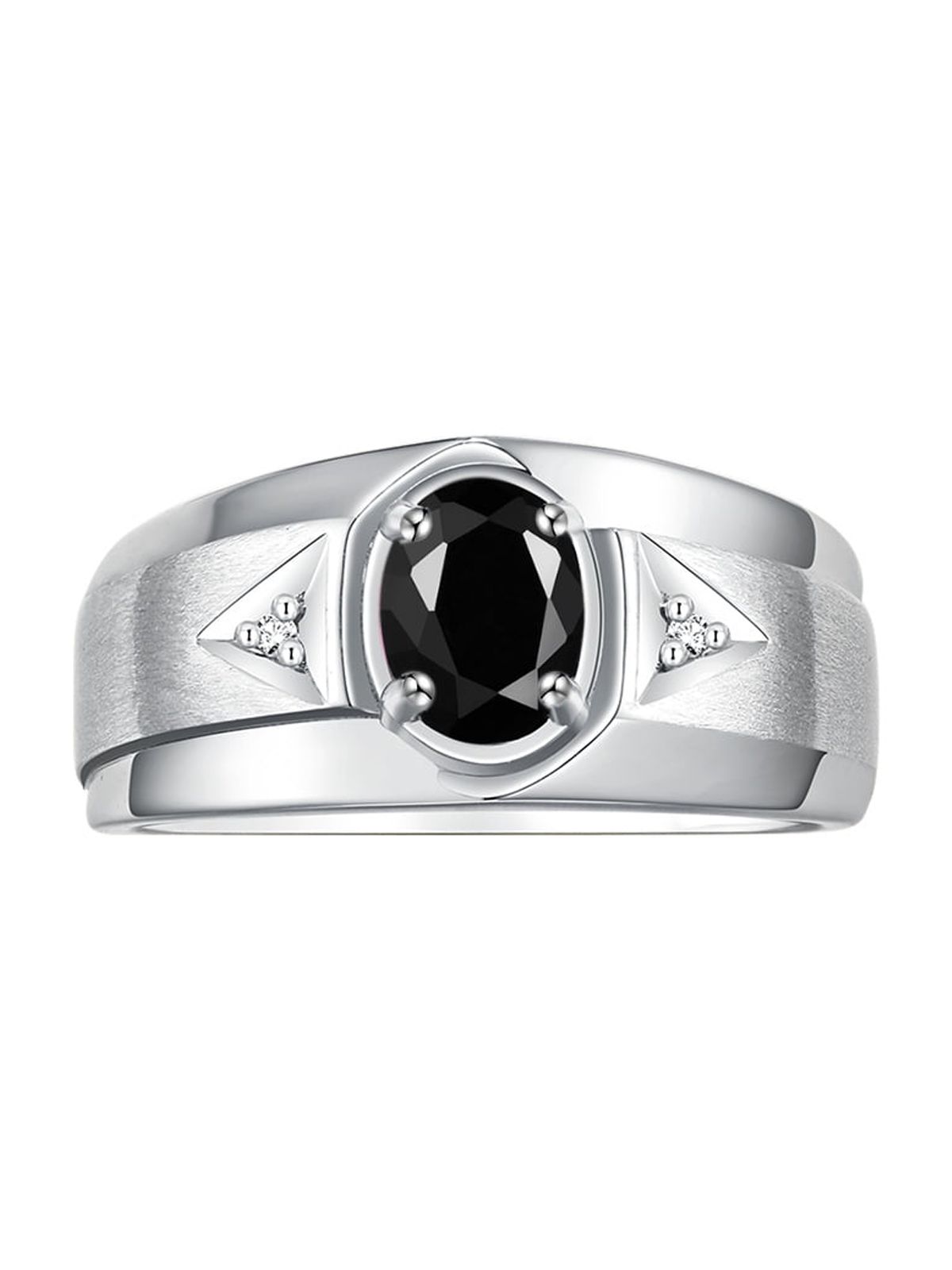 RYLOS Men's Rings Sterling Silver Classic 7X5MM Oval Gemstone & Diamond ...