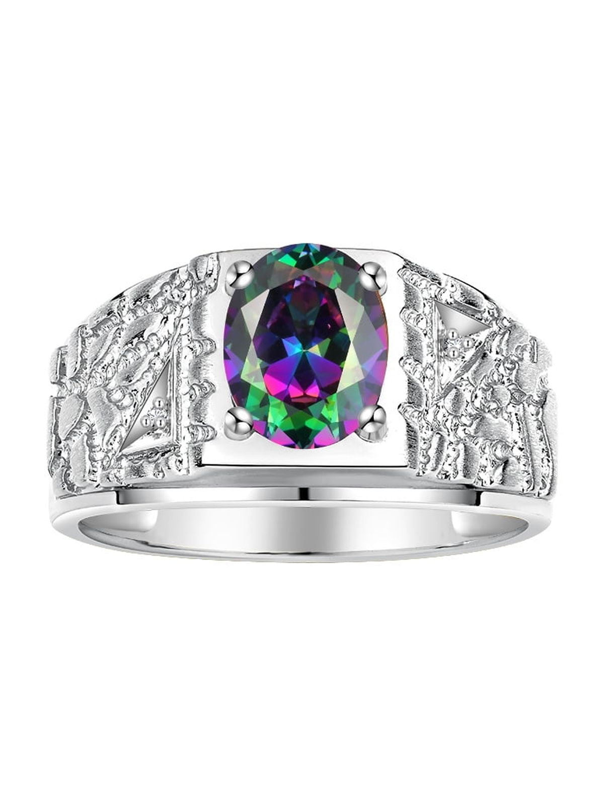 RYLOS Men's Rings Sterling Silver Designer Nugget Ring Oval 9X7MM ...