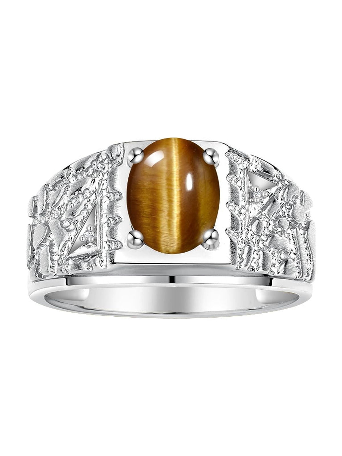 RYLOS Men's Rings Sterling Silver Designer Nugget Ring Oval 9X7MM ...