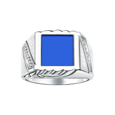 PalmBeach Jewelry Men's Created Ceylon Blue and White Sapphire Ring 3. ...