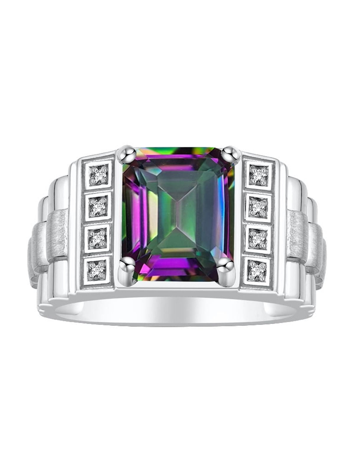 RYLOS Men's Rings Sterling Silver Designer Style 10X8MM Emerald Cut ...