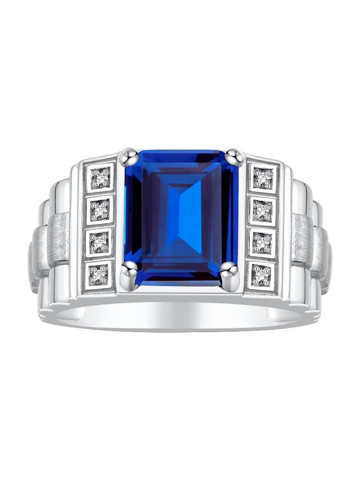 RYLOS Men's Rings Sterling Silver Designer Style 10X8MM Emerald Cut ...