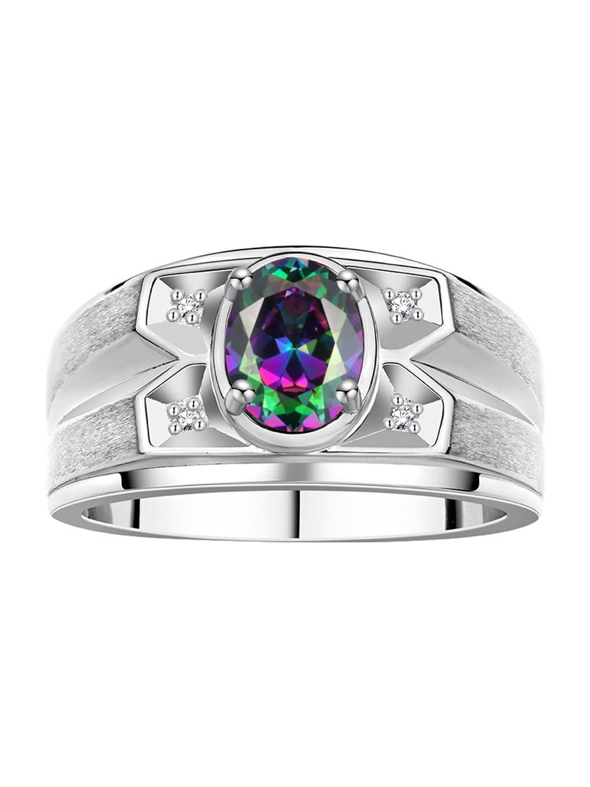 RYLOS Men's Rings Sterling Silver Rings Classic Designer Style 8X6MM ...