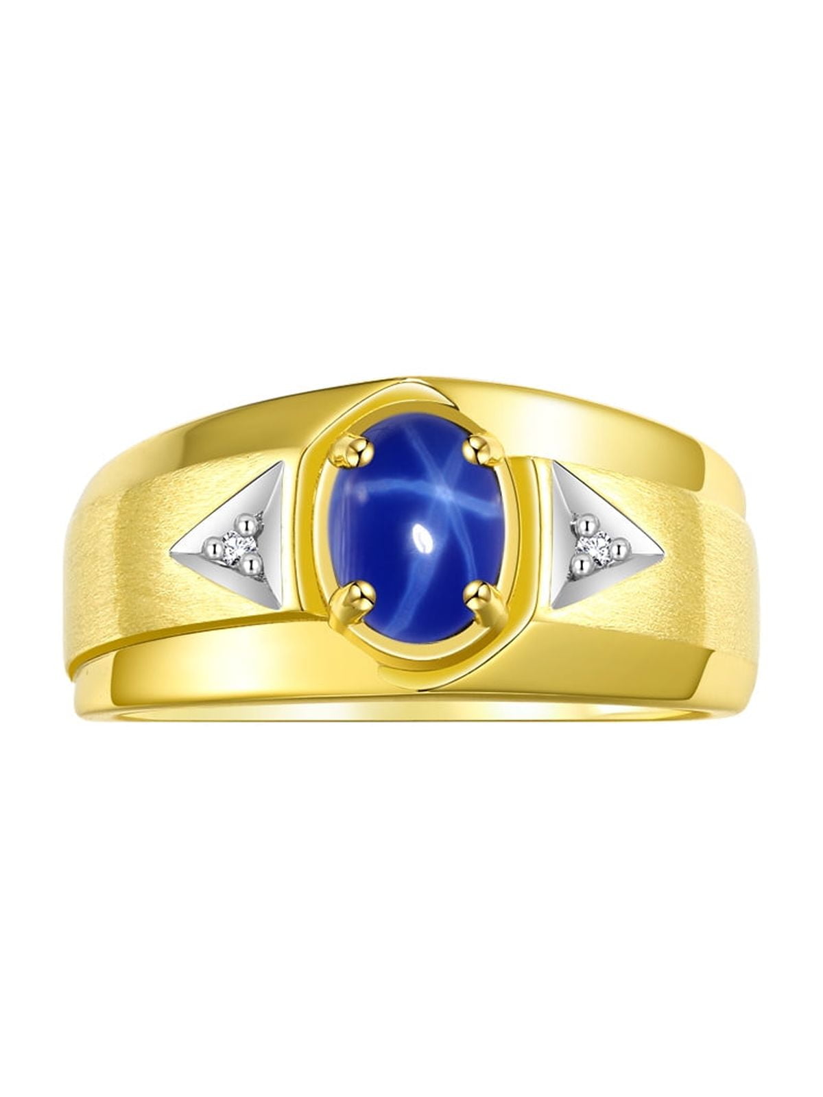 RYLOS Men's Rings Yellow Gold Plated Silver Classic 7X5MM Oval Gemstone ...