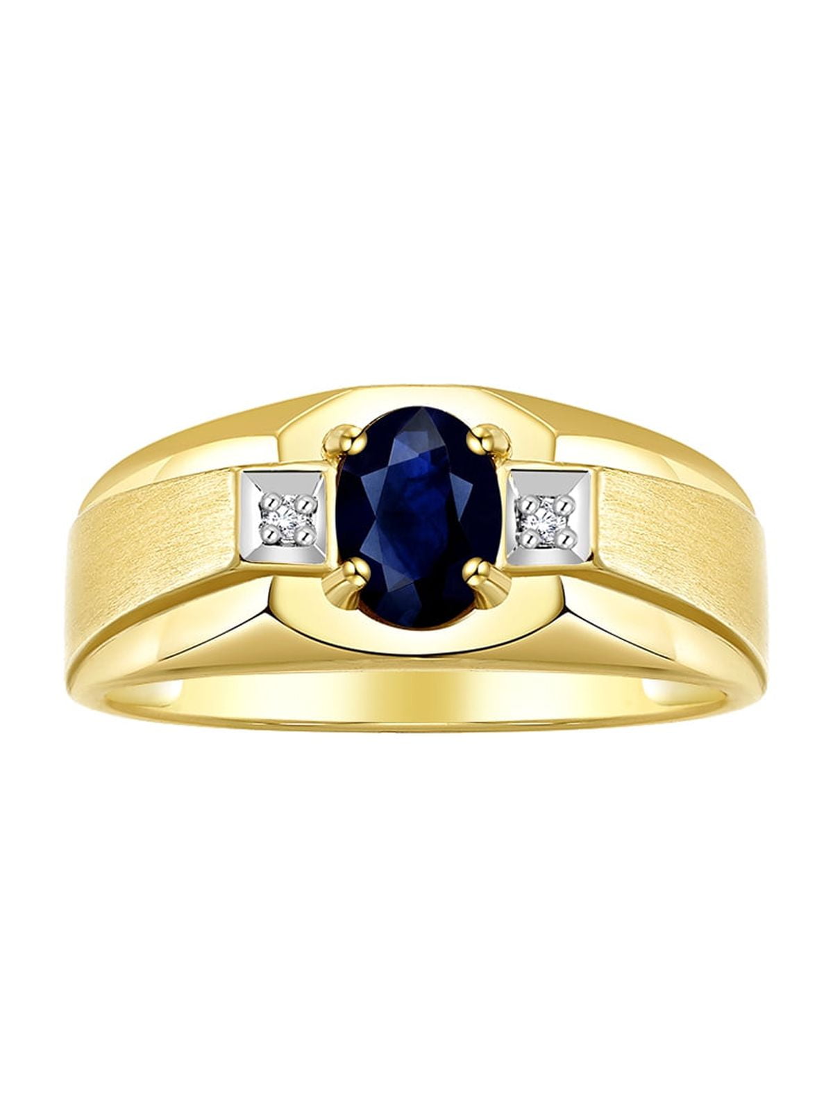 RYLOS Men's Rings Yellow Gold Plated Silver Classic 7X5MM Oval Gemstone ...