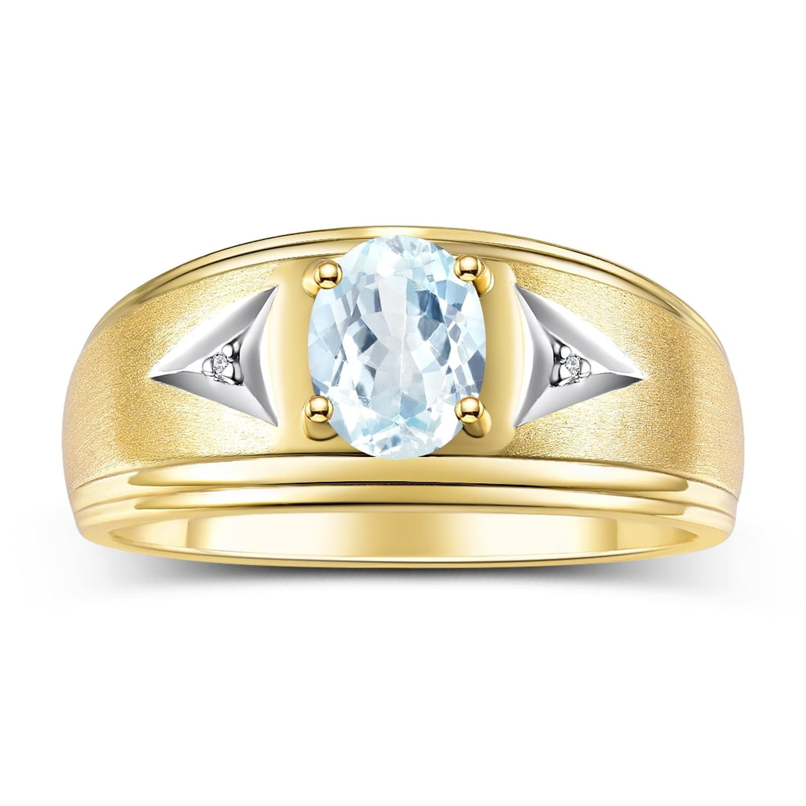 RYLOS Men's Rings Yellow Gold Plated Silver Classic 8X6MM Oval Gemstone ...