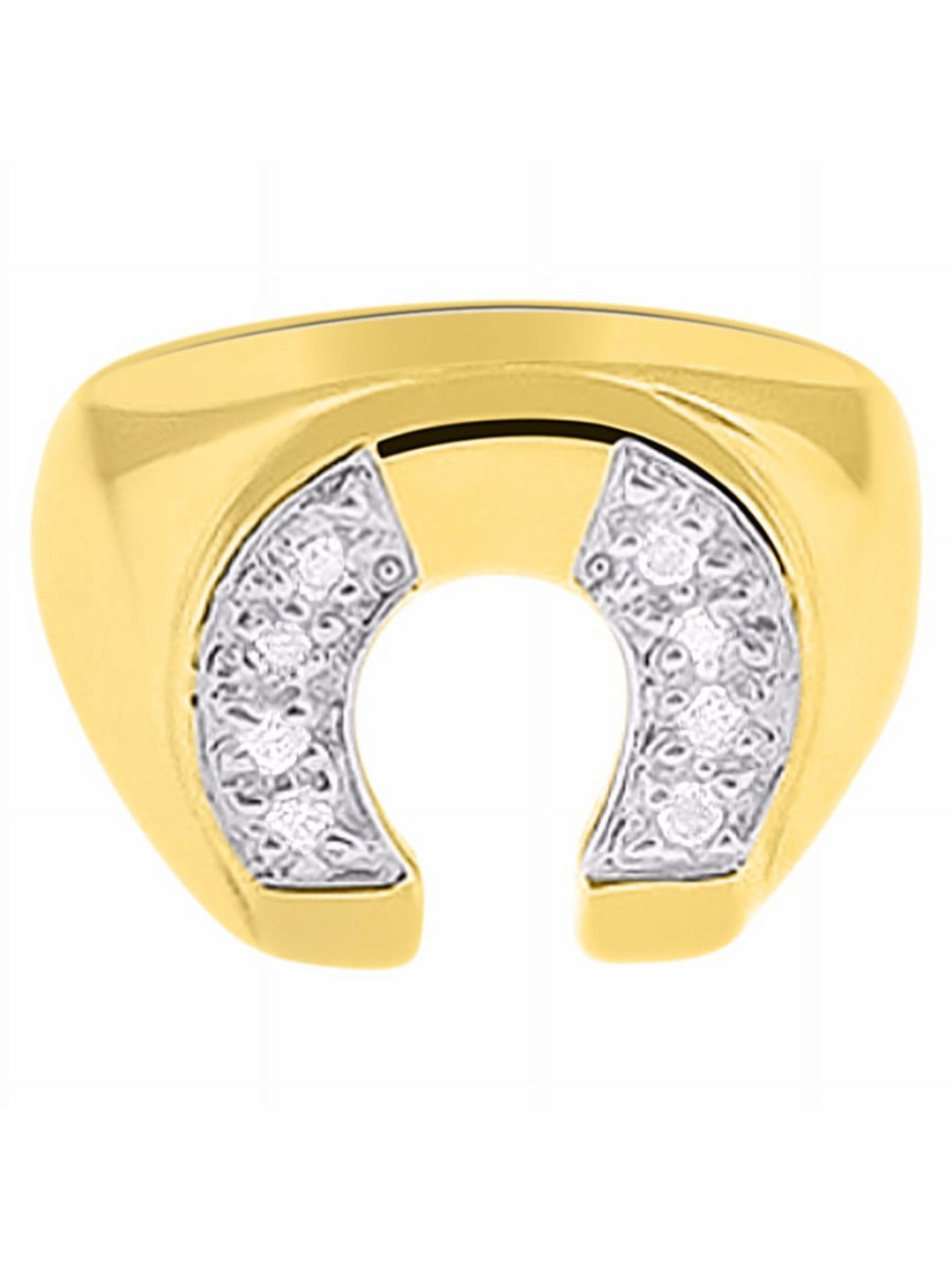 RYLOS Men's Rings Yellow Gold Plated Silver Lucky Horseshoe Design with ...