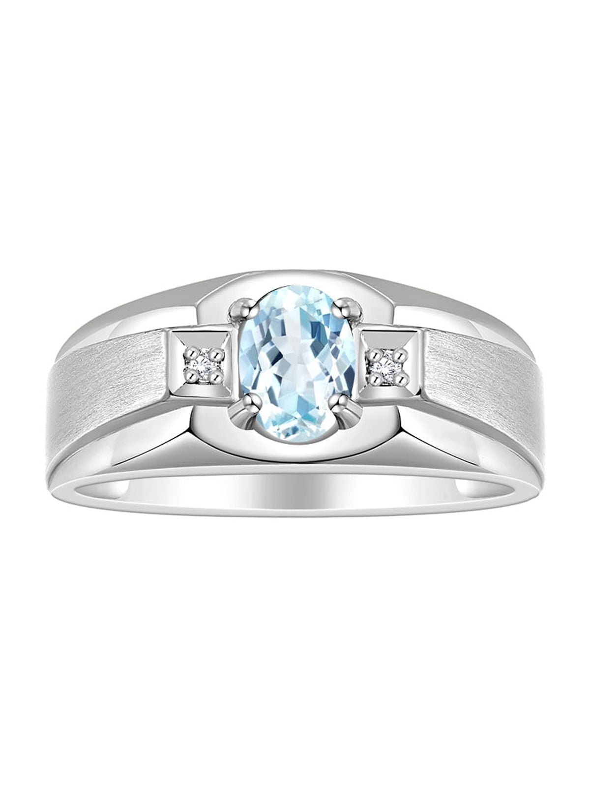 RYLOS Men's Rings Sterling Silver Classic 7X5MM Oval Gemstone & Diamond ...
