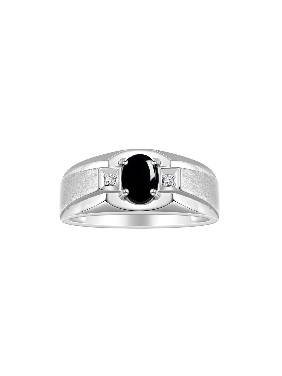 RYLOS Men's Rings Sterling Silver Classic 7X5MM Oval Gemstone & Diamond ...